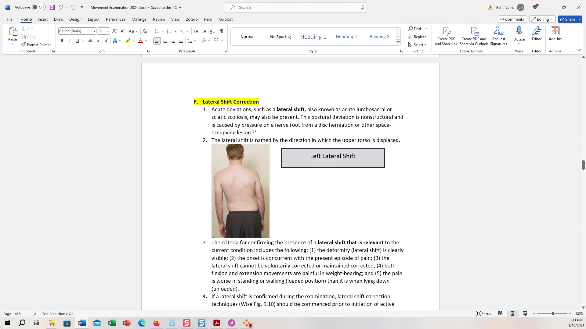 Spine Movement Exam pp 8-9